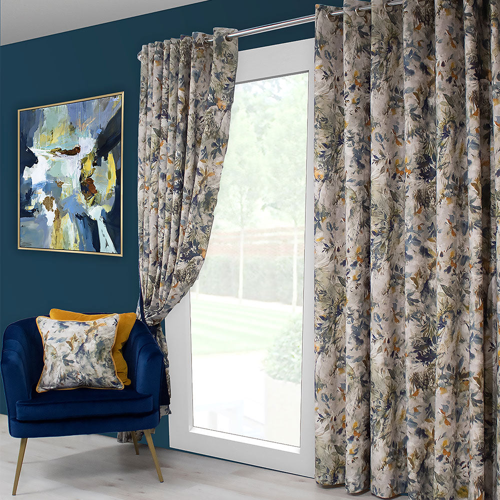 Scatter Box Premium Curtain Range Seren Blue Ochre Scatter Box Shop
